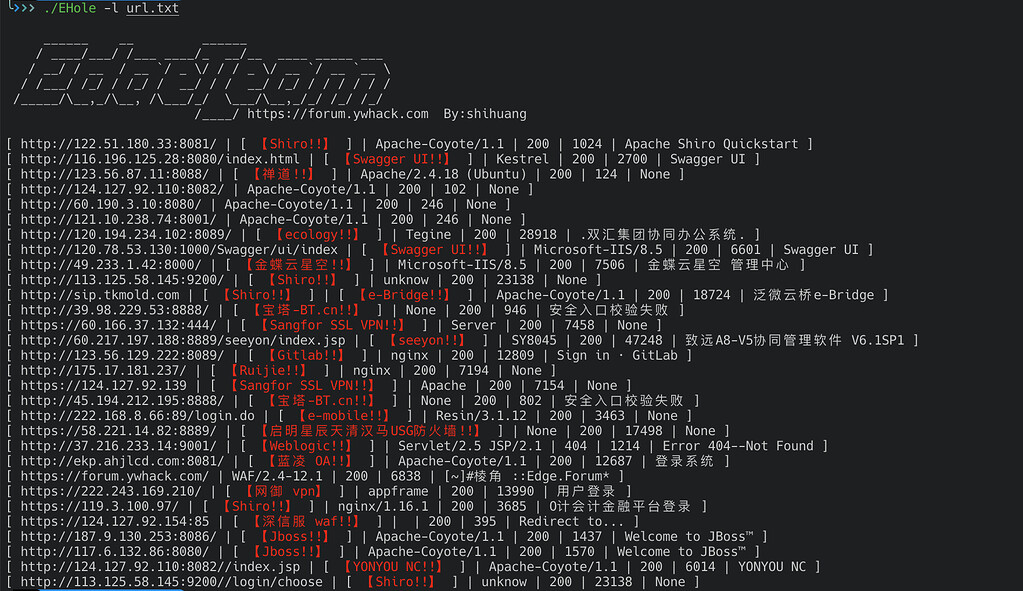 EHole(棱洞)-红队重点攻击系统指纹探测工具 - 工具资源 - 90Sec